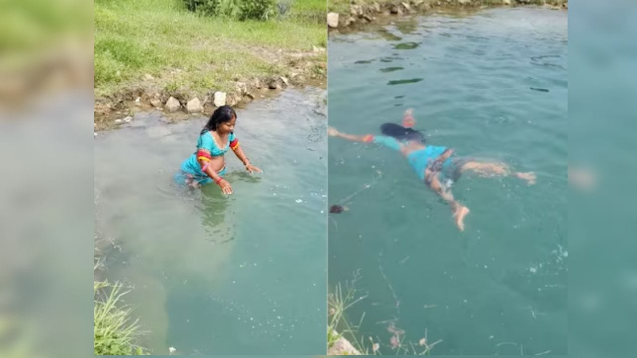 Viral: ਸਾੜੀ 'ਚ ਔਰਤ ਨੇ ਕੀਤੀ Swimming, ਲੋਕ ਬੋਲੇ- Pro Swimmer | Women seen ...