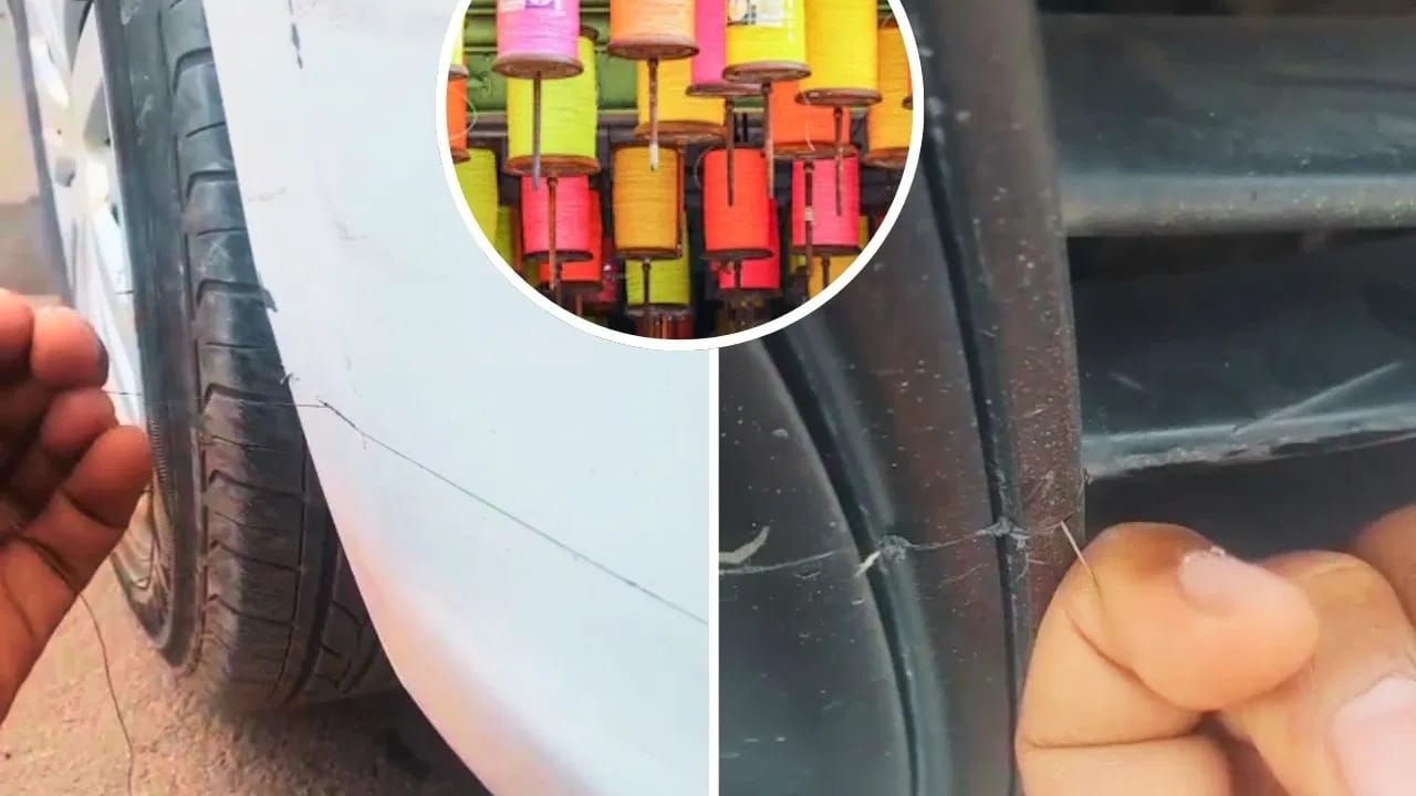 Viral Video: ਉੱਡਦਾ ਹੋਇਆ ਬਲੇਡ ਹੈ ਇਹ Chinese Manjha, ਮਜ਼ਬੂਤ ਕਾਰ ਦੇ ਬੰਪਰ ...